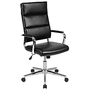 Flash Furniture Hansel High Back Black LeatherSoft Contemporary Panel Executive Swivel Office Chair