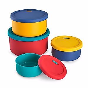 KSENDALO Silicone Bowls from 71oz to 13.5oz, Silicone Food Storage Containers Set, Thick Sturdy Eco-friendly, Silicone Bento Box for Home Kitchen Camping etc., Multi Colors
