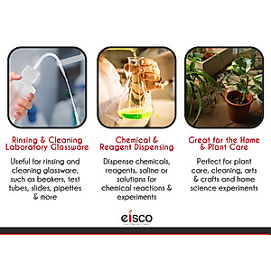 EISCO Wash Bottle, 250ml - Low Density Polyethylene - Translucent, Unbreakable - Screw Cap with Sturdy Delivery Tube, Leak-Proof Dispensing of Liquids Labs