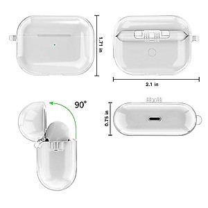 USTIYA Case for AirPods Pro Clear Protective Cover Transparent Key Chain Strap Protection Wireless Charging