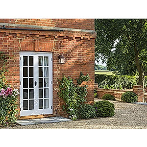 CORAMDEO Greystone Outdoor Dusk to Dawn Porch Light, Wall Sconce Porch, Patio, Deck and More, E26 Standard Socket, Suitable for Wet Location, Rustic Bronze Powder Coat Cast Aluminum with Seedy Glass