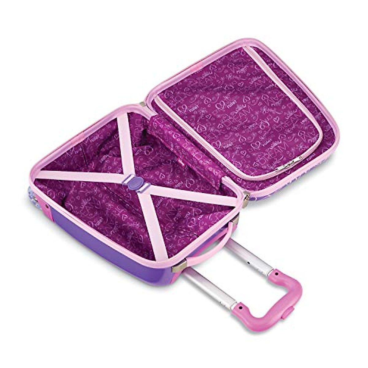 American Tourister Kids' Disney Hardside Upright Luggage, , Wheel,Zippered Divider,Telescopic Handle,Tie Down Straps,Lightweight, Princess 2, 16"