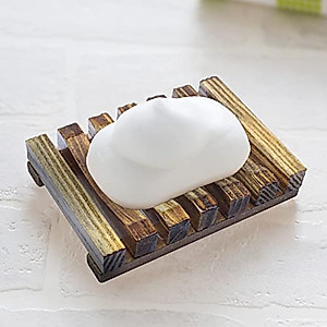 Sihuuu Soap Dish, Soap Saver Holder Soap Tray for Bathroom Shower Easy Cleaning, Dry, Stop Mushy Soap (Brown, Wood)