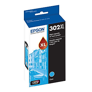 EPSON 302 Claria Premium Ink High Capacity Cyan Cartridge (T302XL220-S) Works with Expression Premium XP-6000, XP-6100