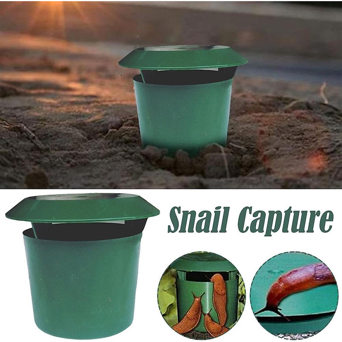 Slug Beer Traps for Garden, Snail Trap Catcher Tool, Snail Cage Eco-Friendly, Reusable Plastic Snail Trapper, Snail Slug Beer Plastic Box for Garden Farm (10PCS)