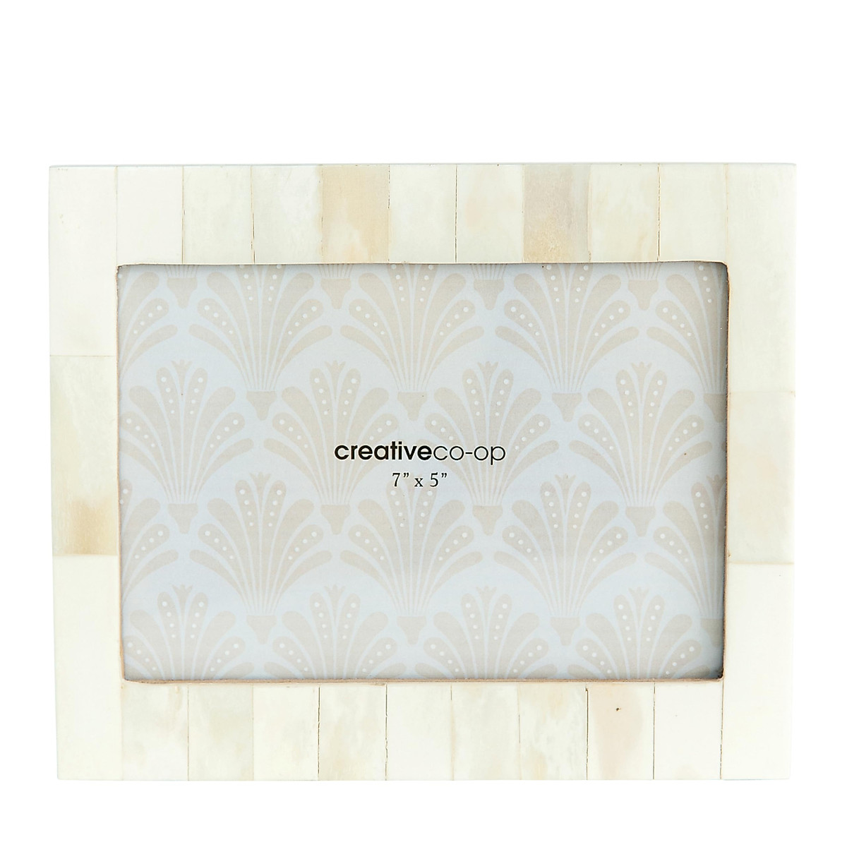 Creative Co-Op White Resin Photo Frame with Beige Accents (Holds 5" x 7" Photo)