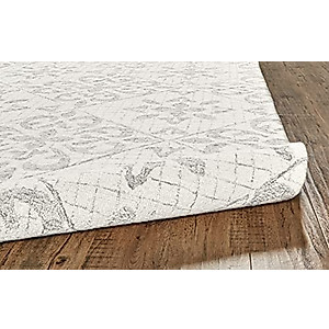 Feizy Rugs - Rhett Geometric Lattice Print Rug, Ivory/Wolf Gray, 8ft x 10ft Area Rug