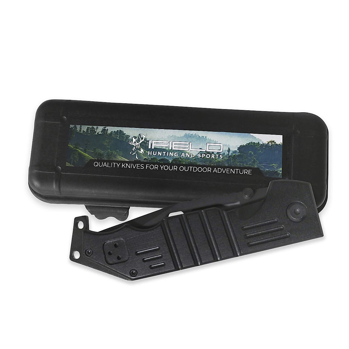 iFIELD Basic EL29024 Folding Knife, Aluminium Handle, 3.7 inch Stainless Steel Blade, Belt Clip, incl. Compass, Total Length 8.8 inch, Camping Tool for Fishing, Hunting, Sport Activity