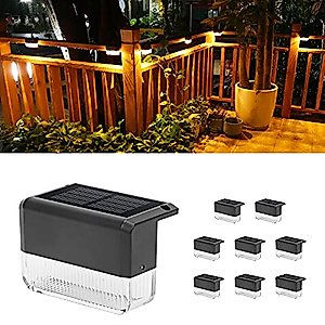 CHINLY Solar Deck Lights 8-Pack Halloween Lights Outdoor Waterproof led, Warm White & Color Changing, Fence Post Solar Lights for Stairs, Fence, Deck, Garden, Patio Yard, Porch and Step