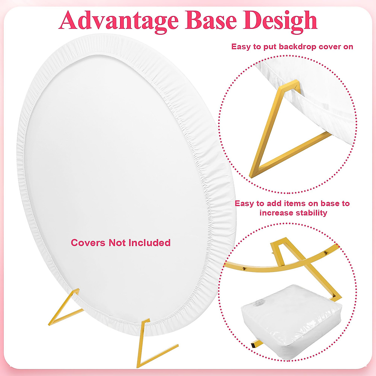 Wokceer Round Backdrop Stand 6FT Circle Balloon Arch Frame Circle Backdrop Stand Gold Round Arch for Wedding Birthday Party Bridal Shower Anniversary Event Ceremony Decoration