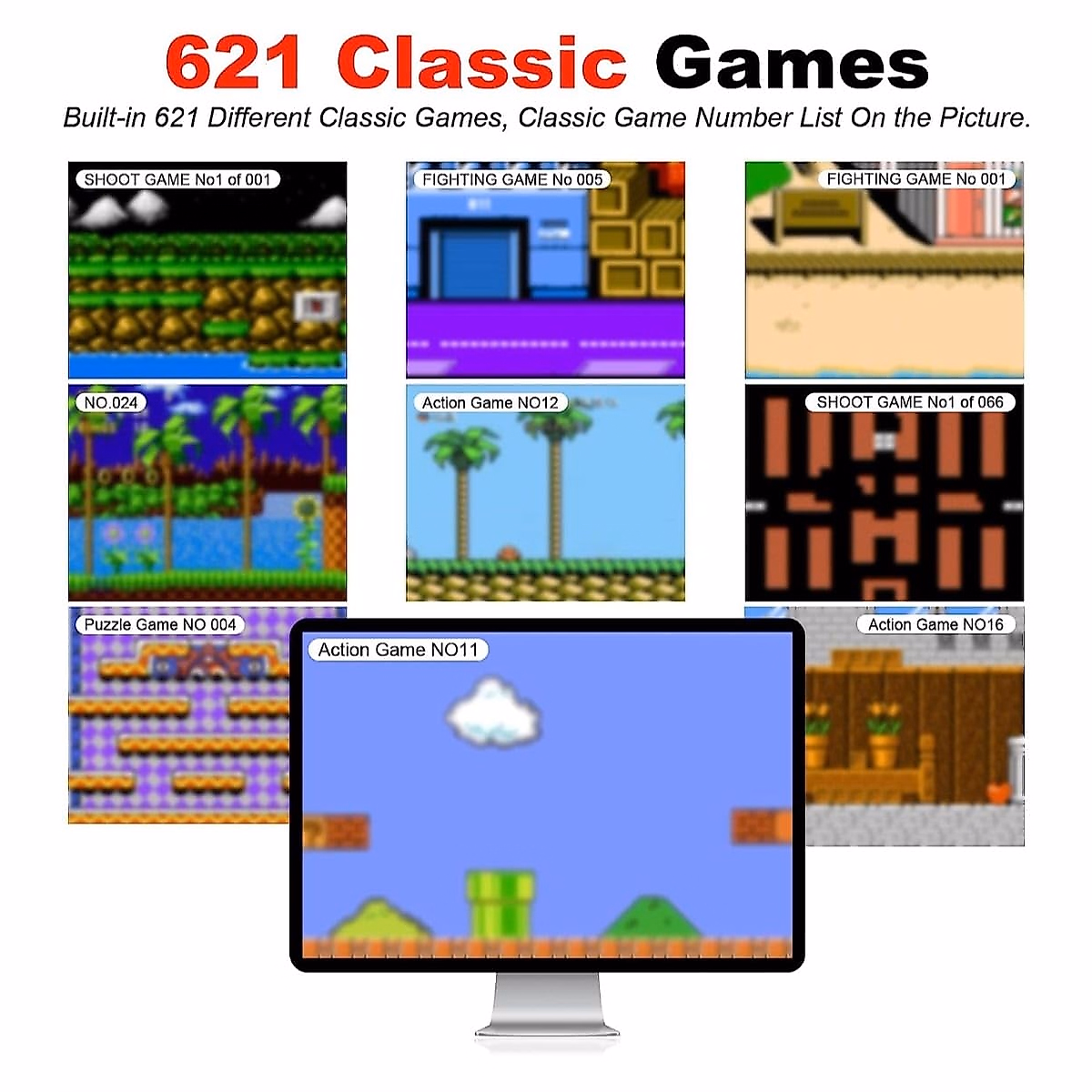 Mini Classic Retro Game Console: Video Games System HDMI 621 Games and 2 Handheld Controllers - Old Arcade Games Consoles Plug and Play Video Games for TV- Gift for Kids Boy Adults