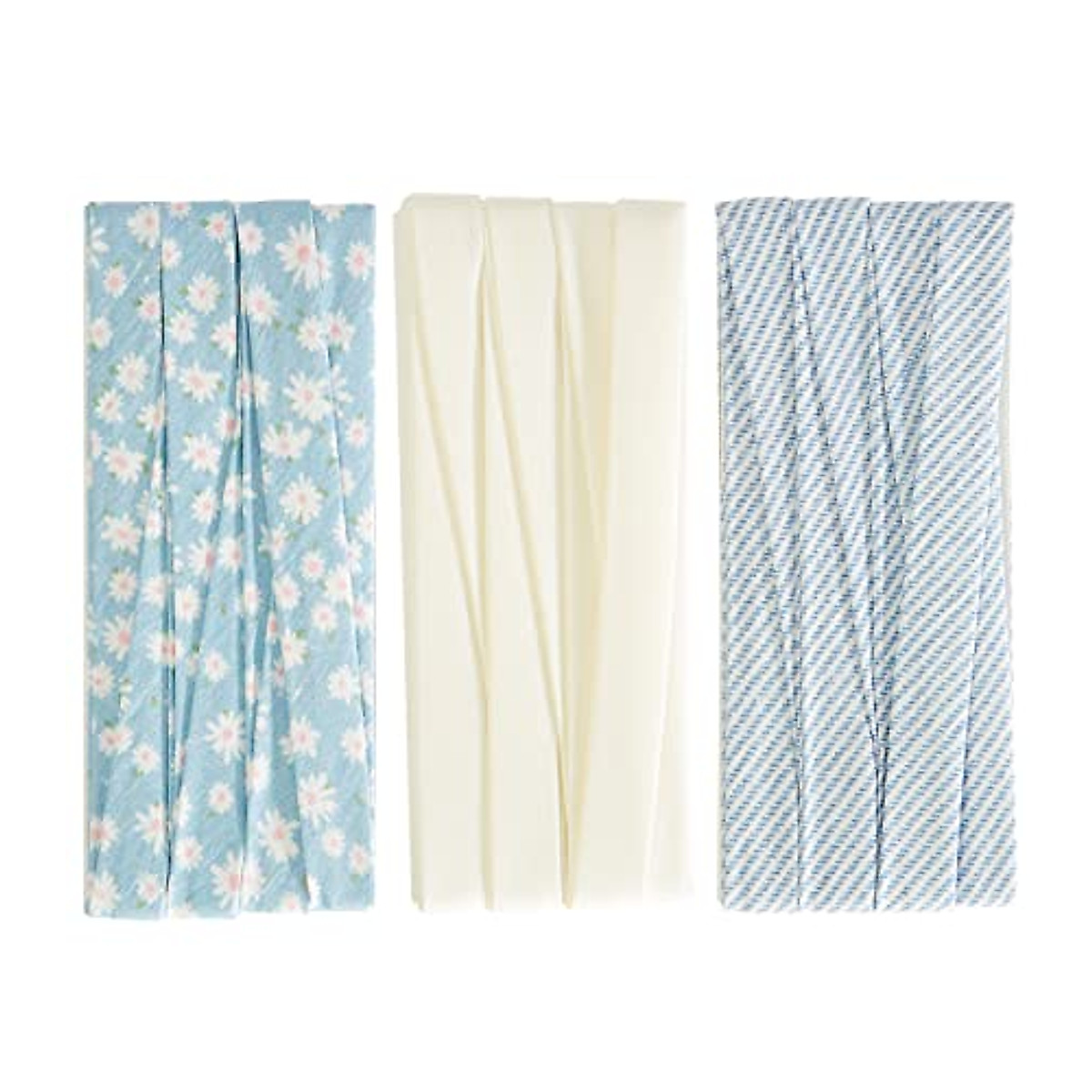 Wrights Extra Wide 1/2 Inch Double Fold Bias Tape for Quilting and Sewing, 27 Total Yards, White/Blue 9 Piece