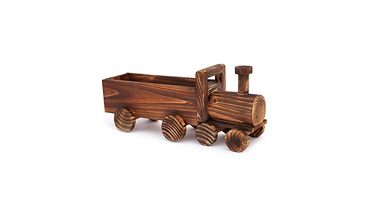 Dsxnklnd Vintage Wooden Train Flower Pot for Succulents
