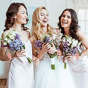 Corsage Wristlet Bracelet Wrist Corsage Prom Elastic Pearl Bands Wedding Corsages Pearl Bracelet Wedding Wristlets DIY Wrist Corsages Accessories for Bridesmaid Bridal Shower Party (16 Pieces)