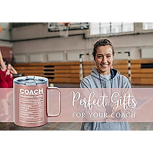 Onebttl Coach Gifts, Funny Gift Idea for Appreciation, Christmas, Birthday, 12oz Stainless Steel Insulated Travel Coffee Mug - Coach Nutriton Facts RoseGold