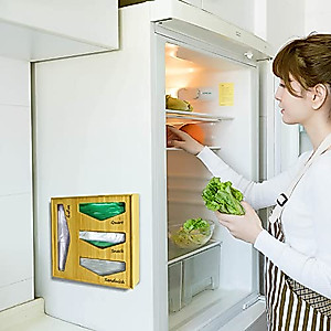 bamboo food sandwich ziplock bags storage organizers and storage drawers for drawer kitchen, gallon plastic gallon quart ziploc baggie holders dispenser…