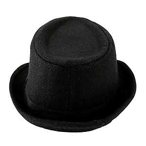 Unisex Classic Manhattan Fedora Hat with Black Band Fashion Casual Jazz Wool Cap (Black)
