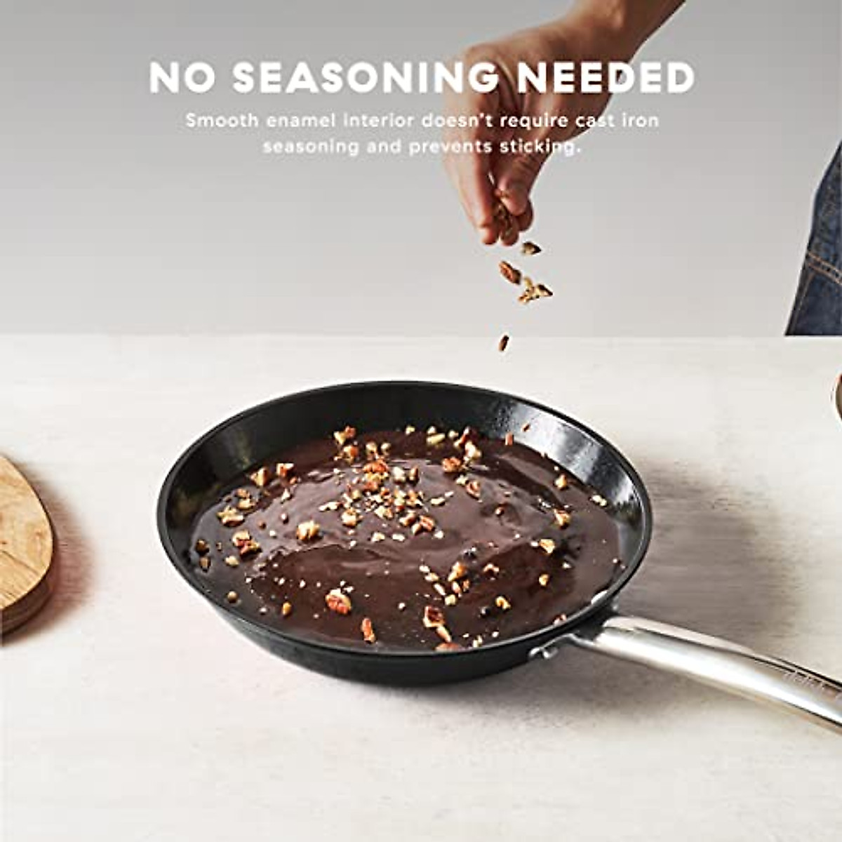 DASH Delish 10" Lightweight Cast Iron Pan for Pancakes, sauces, vegetables, pasta, and more - Black