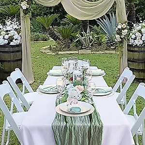 Vibera Cheesecloth Table Runner 35 x 157 inches Long Sage Green Table Runners for Wedding Birthday Party Gauze Table Runner for Bridal Shower Baby Shower Decorations（1 Pack）