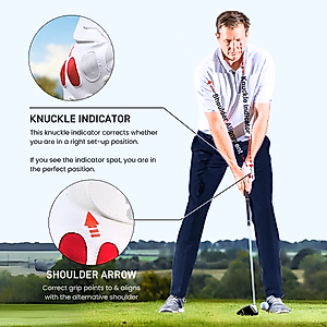 XEIRPRO Golf Grip Trainer Glove - Golf Grip Training Aid Made for Fixing Slice & Elimating Hook - Optimal Grip with 100% AAA Synthetic Tacky Leather Golf Gloves (Men's X-Large, Left)