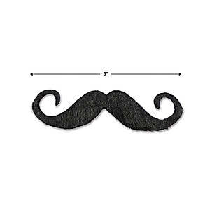 Beistle , 6 Piece Handlebar Hairy 'Staches, 5" (Black)