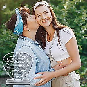 YWHL Daughter Gifts from Mom Dad, Birthday Gifts for Daughter Adult, To My Daughter Heart Shaped Glass Keepsake, Blessing Present for Daughter, Graduation Christmas Gift