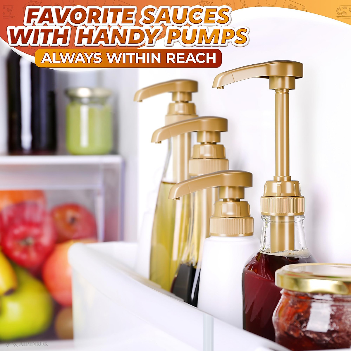 4Pcs Coffee Syrup Pump Dispenser Compatible with Torani Syrup Pump - Creamer Pump for Coffee Syrup Bottle (25.4 oz-750ml) - Davinci Syrup Pump Bottle Pump Dispenser Coffee Syrup Pumps ALPENKOK