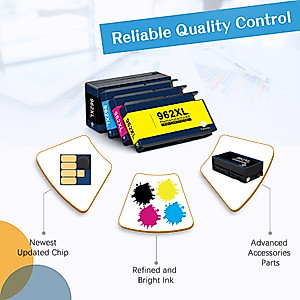 Remanufactured Ink Cartridge Replacement for HP 962XL 962 XL for HP OfficeJet Pro 9015 9025 9010 9018 9020 9012 Printer HP962 962 XL 962XL Ink (4 Combo Pack)