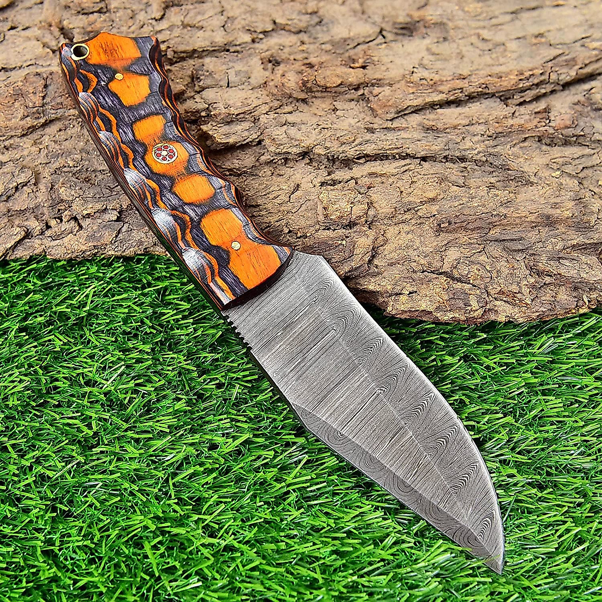 Handmade Damascus Hunting Knife with Beautiful Pakkawood Handle for Survival and Camping 9 Inch Fixed Blade Damascus Steel Knife with Sheath for Men