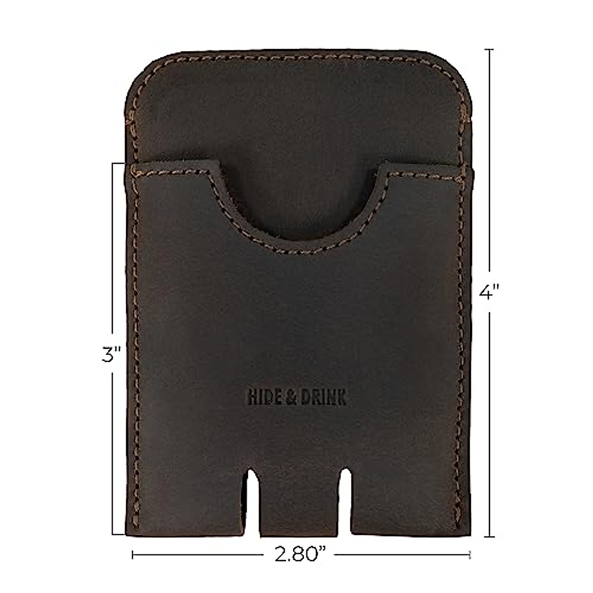Hide & Drink, Business Push Card Holder, Minimalist Cash Organizer Handmade from Full Grain Leather - Bourbon Brown