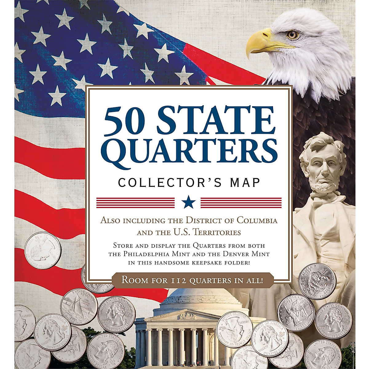50 State Quarters Map (includes space for the Philadelphia and Denver mints!)