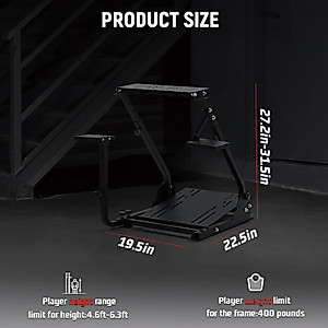 Dardoo Racing Wheel Stand Frame Foldable Fit for Logitech G920 G25 G27 G29 G923, Thrustmaster T80 T150 Driving Force PS4, Adjustable Sim Racing Cockpit Without Steering Wheel Shifter and Pedal