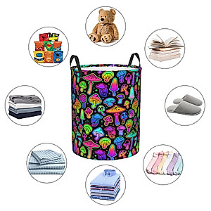 Xioaidjaa Laundry Basket Sychedelic Mushrooms Collapsible Laundry Baskets Lightweight Waterproof Clothes Basket Kitchen Living Room Bathroom Laundry Hamper Clothes Book Sundries Storage Basket