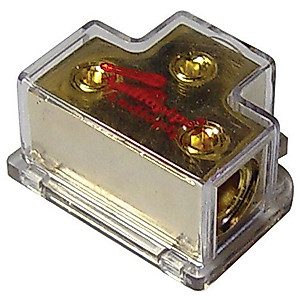Audiopipe PB-1020 24kt Gold Finish Power Distribution Block 1 to 2 fits 0 to 4 gauge