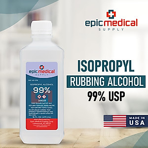 99% Isopropyl Alcohol 99 Percent, Rubbing Alcohol 99 Percent 16 oz. Bottle, General Purpose Cleaner for Glass and PCB, Technical Grade, Alcohol for Nails (1)