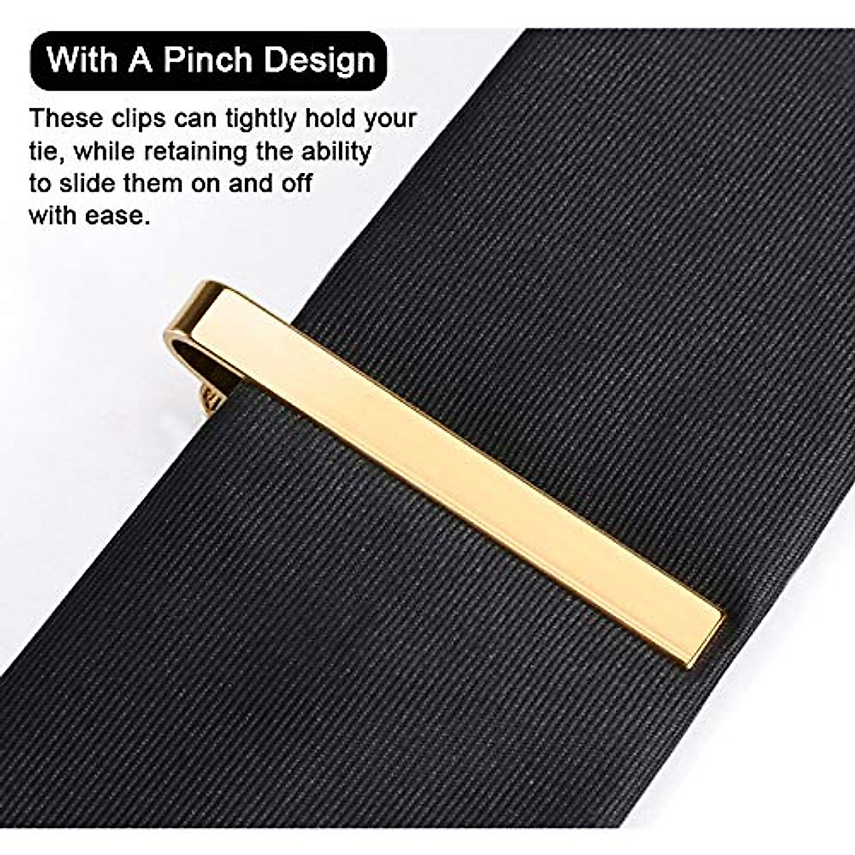 8 Pack Tie Clip for Men Roctee Tie Bar Clip Set Formal Business Men's Necktie Clips Shirts Men Slim Tie Pin Clamp, Gold Silver Black, New and Fashion