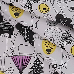 Mook Fabrics Flannel Snuggy PRT Bear Forest, White