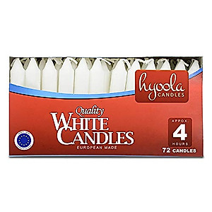 Hyoola White Candles - Short Candlesticks - 5 Inch Candle Sticks (12cm) - 4 Hour Burn Time (72 Pack), European Made