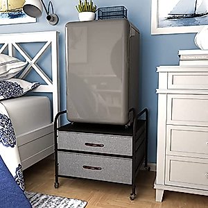 EazeHome Rolling Cart, Rolling Storage Cart, Mini Fridge Cart with Storage, Mini Fridge Table, Rolling Cart with Drawers, 2 Tier Utility Cart on Wheels, 2 Drawer Storage Organizer for Dorm