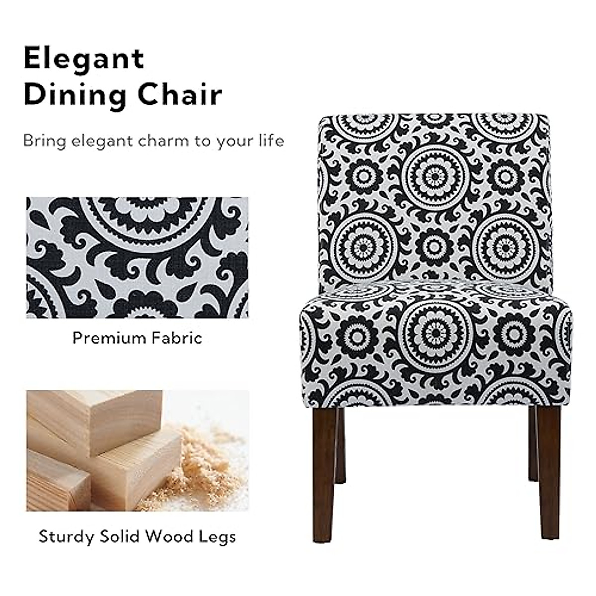 Phoenix Home Parsons Dining Room Chairs, Set of 4, Black Floral