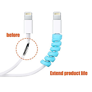 Jetec 24 Pcs Charger Cable Protector,Silicone Flexible Cable Saver,Spiral USB Mouse Wire Protector for Headphone Laptop Earphone Cell Phone Wrap Accessories(Black, Pink, Blue, Green)