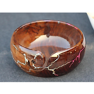 Yarn Bowl Wooden, Lichtenberg Figure & Resin Wooden Yarn Bowl, Crochet Yarn Bowl, Large Yarn Bowl Wood, Yarn Bowls for Wool Storage (Large)