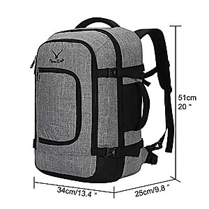 Hynes Eagle Travel Backpack 40L Flight Approved Carry on Backpack Men Large Cabin Weekender Laptop Backpack Women 15.6 inches Light Grey with Red Violet