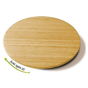 Innovative Living 12" Bamboo Lazy Susan Turntable Cupboard Organizer, Multi Functional Spice Rack for Kitchen Storage, Revolving Condiment Holder, Non-Slip Storage