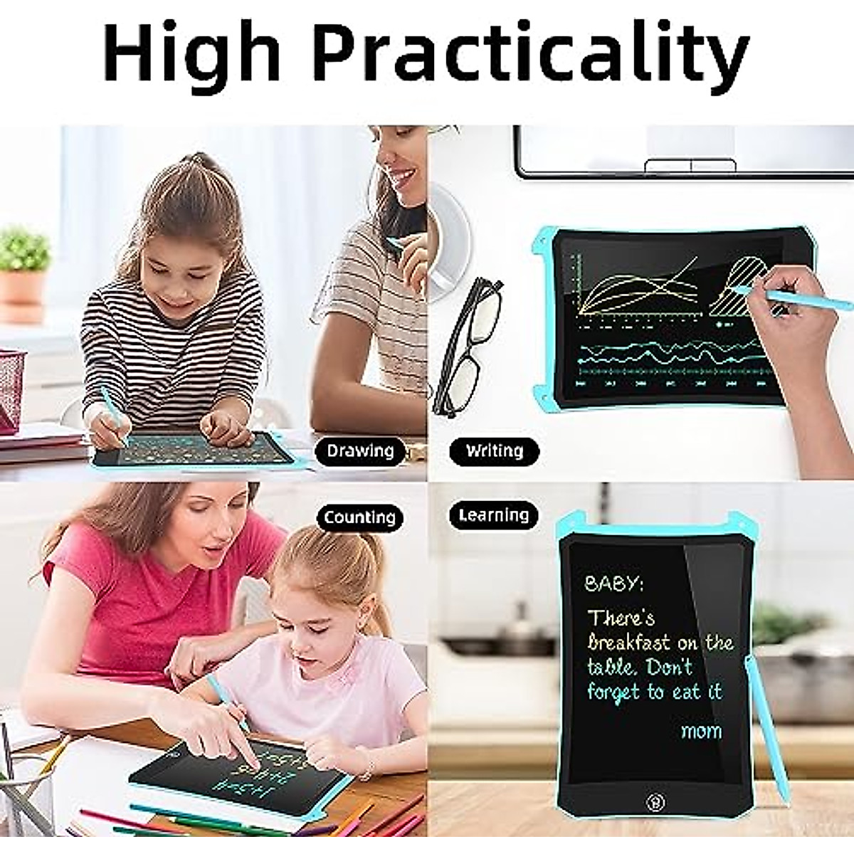 LCD Writing Tablet, 8.5 Inch Colorful Doodle Board Electronic Doodle Pad, Drawing Board Drawing Tablets for Kids, Educational Toys Birthday Gifts for Girls Boys Age 3-8 (Blue)