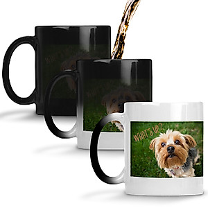 Personalization Lab Heat Sensitive Ceramic Coffee Mug, 11 oz, Color Changing, Custom Photo, Text, Logo, Double Sided, Funny, Home, Christmas Gift