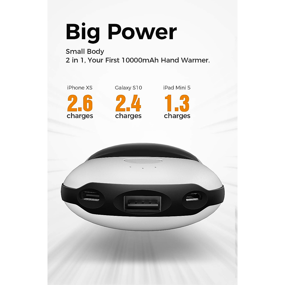 OCOOPA Hand Warmers Rechargeable, 15hrs Electric Hands Heater, 10000 mAh HandWarmer Portable Charger, 3 Levels Heating, Perfect for Golf, Hunting, Camping Gifts, H01