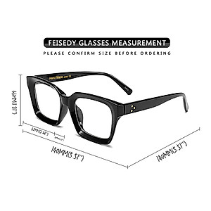 FEISEDY Retro Square Blue Light Blocking Reading Glasses Anti Glare Digital Eyestrain Reader B2479 Black 150