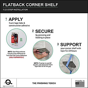 Questech Décor 8 Inch Corner Shower Shelf and 5 Inch Shower Caddy Soap Dish, Metro Flatback Wall Mounted Bathroom Shower Organizer, White Polished