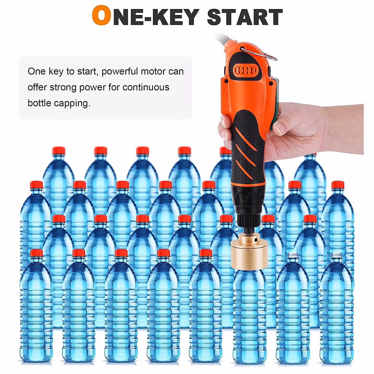 Saladulce Electric Bottle Capping Machine 60Kg/f Handheld Bottle Cap Sealer Bottle Screwing Sealing Machine for 10-50mm diameter Plastic Bottles 160W 110v